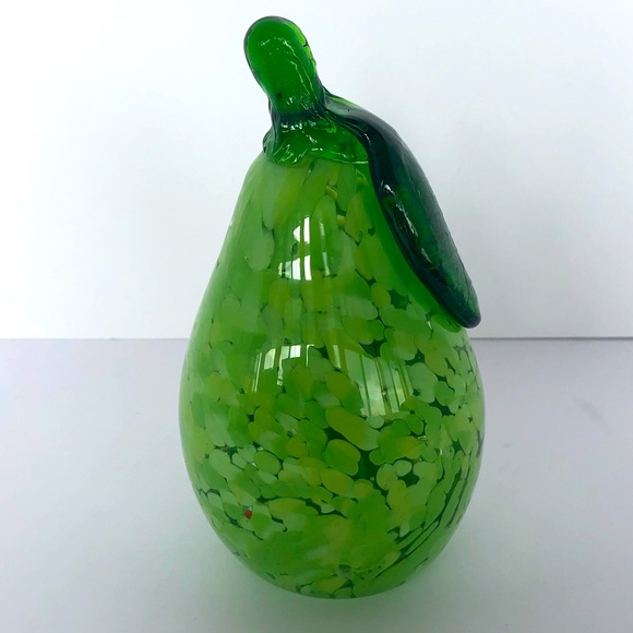Accents | Murano Style Art Glass Green Pear Paperweight | Poshmark